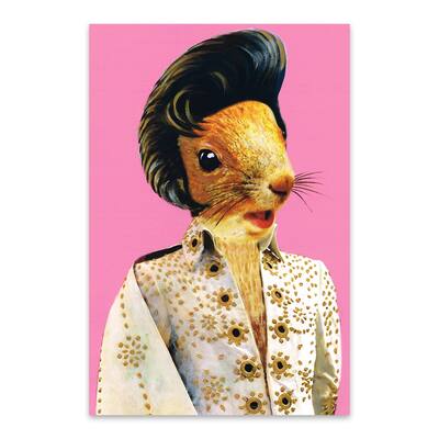 Noir Gallery Funny Elvis Squirrel Painting Metal Wall Art Print ...
