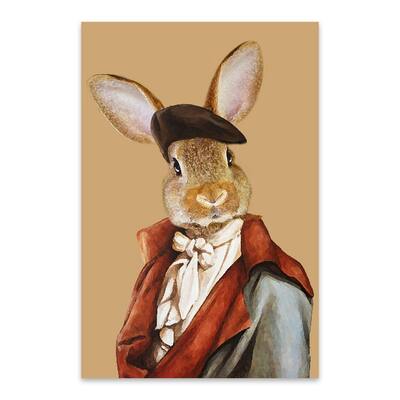 Noir Gallery Funny French Rabbit Painting Metal Wall Art Print ...