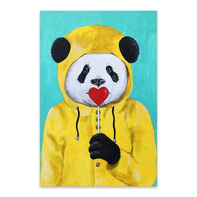 Noir Gallery Funny Panda Lollipop Painting Metal Wall Art Print ...
