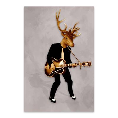 Noir Gallery Funny Rock Deer Painting Metal Wall Art Print - Overstock ...