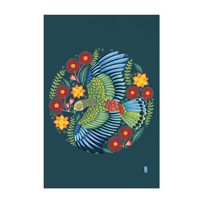 Noir Gallery New Zealand Kea Bird Floral Unframed Art Print/Poster ...