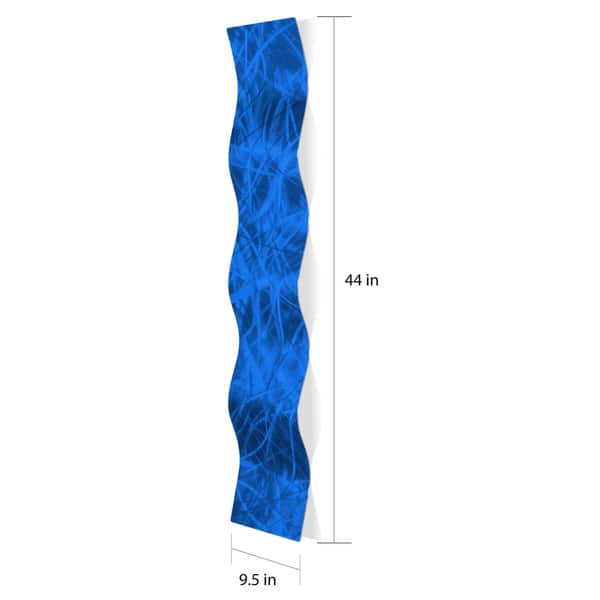 Strick & Bolton 'Blue Thatched Wave' Abstract Metal Art - Bed Bath ...