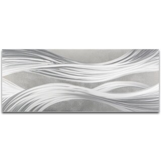 Helena Martin 'Silver Ribbons 48' 48in x 19in Original Abstract Metal ...