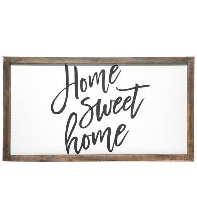 UTC55122: Wood Rectangle Wall Art with Frame, "Home Sweet Home" Printed ...