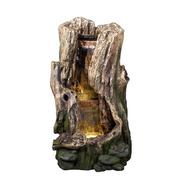 Tree Trunk Waterfall Fountain With 2 LEDs - Bed Bath & Beyond - 29211242