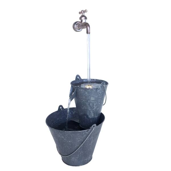 Zinc Metal Pails Fountain With Tap/LED Light - Bed Bath & Beyond - 29211246