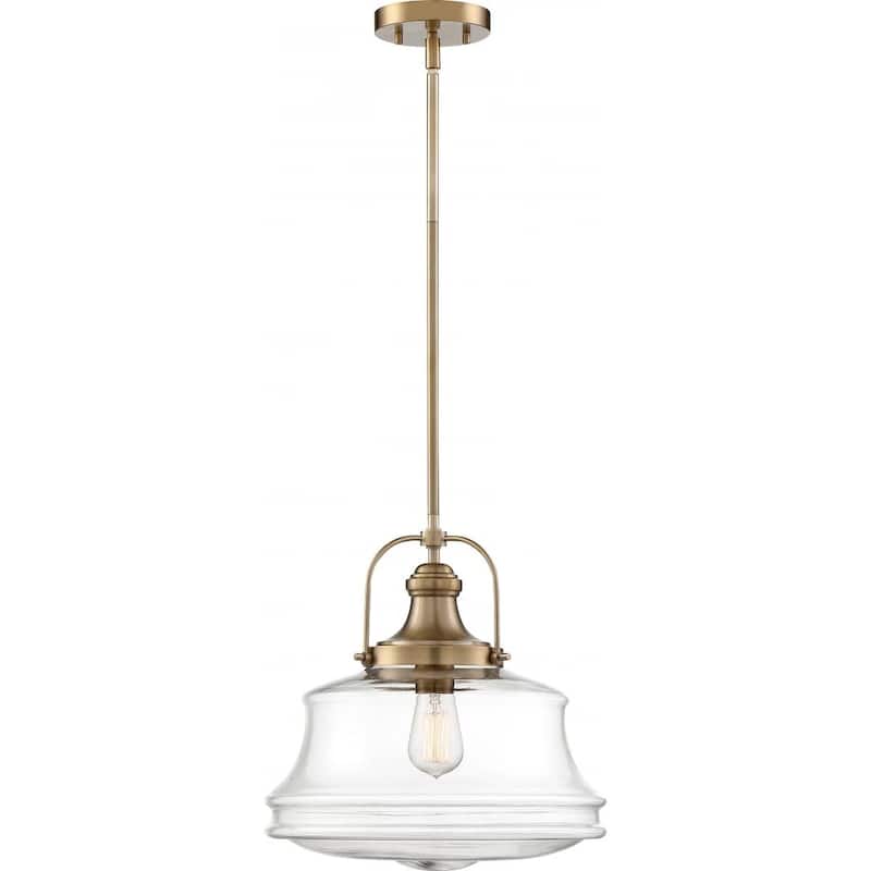 Basel 1-Light Pendant Fixture Burnished Brass Finish with Clear Glass ...