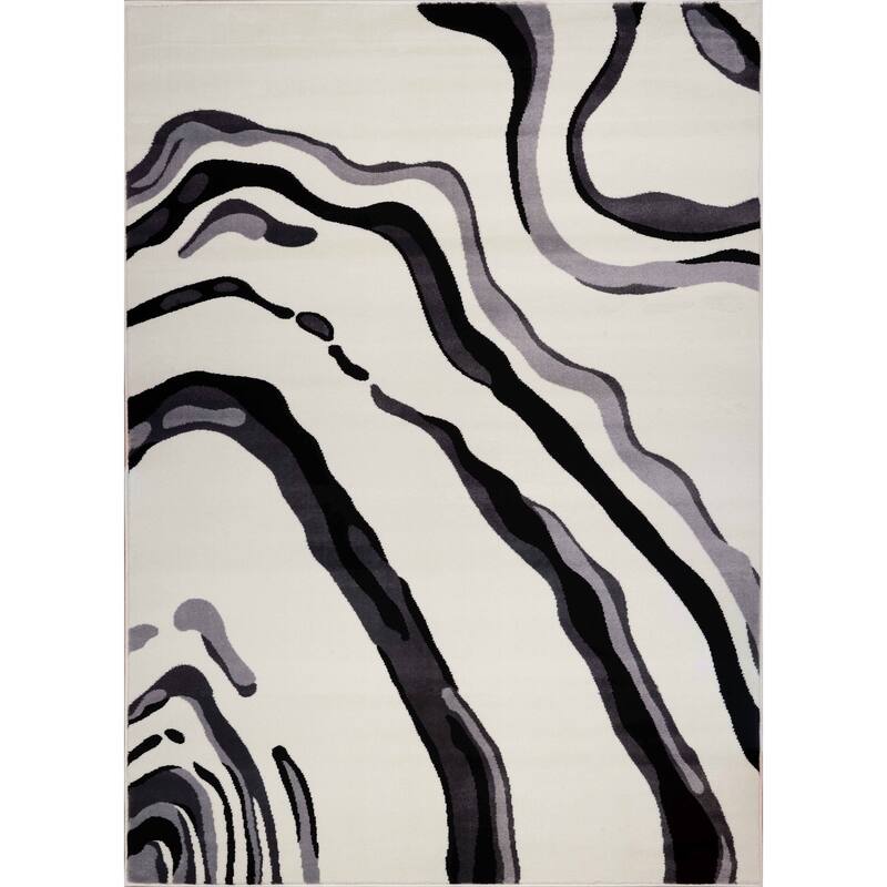 LaDole Rugs Abstract Wave Pattern Modern Area Rug - Overstock - 29240346