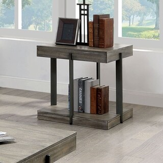 Furniture of America Karnes Rustic Grey 24-inch 1-shelf Side Table ...