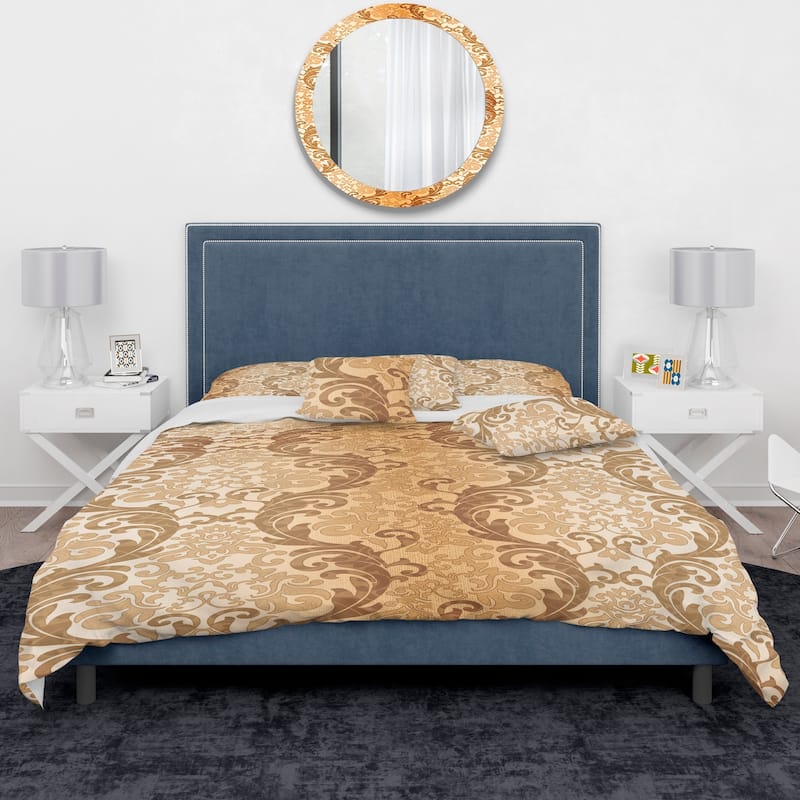 Designart 'Damask pattern' Mid-Century Modern Duvet Cover Comforter Set ...