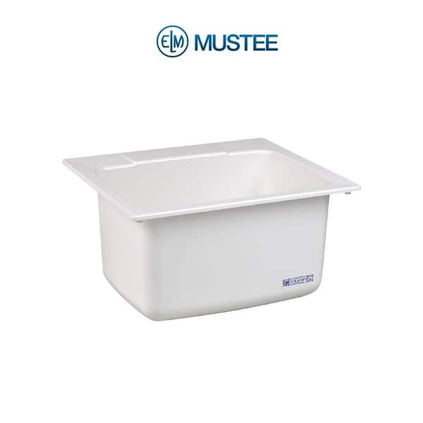 Mustee 25-in x 22-in 1-Basin White Self-Rimming Composite Laundry ...