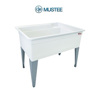 Mustee 40-in x 24-in White Freestanding Polypropylene Utility Tub with ...
