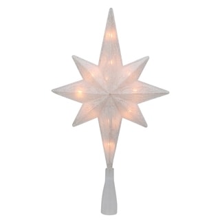 11" Lighted Frosted Clear and Rose Gold Bethlehem Star Christmas Tree ...