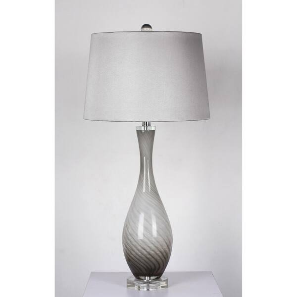 1 Light Glass Table Lamp With A White Drum Shade - Bed Bath & Beyond ...