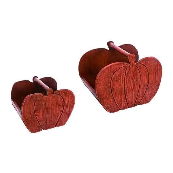 Transpac Wood Red Harvest Pumpkin Container - N/A - Bed Bath & Beyond ...