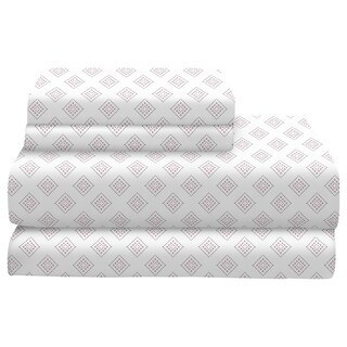Portland Place 200TC Cotton Pink Queen Diamond Jewel Sheet Set - Bed ...