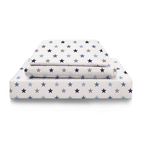 Portland Place 200TC Cotton Multi Twin Stars Sheet Set - Overstock ...