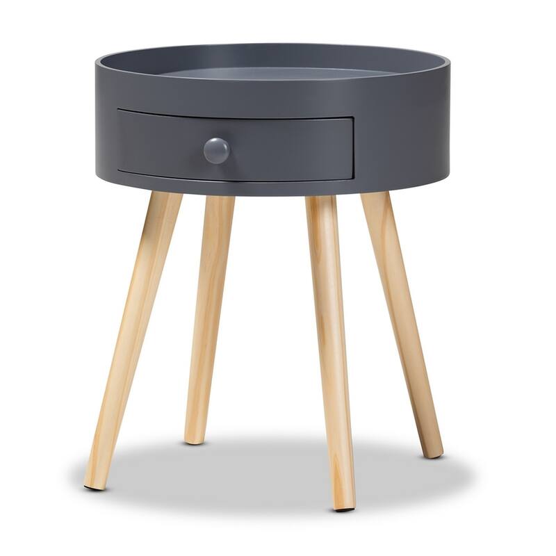 Modern Designs Round Box Nightstand With Drawer - Dark Grey - Overstock ...
