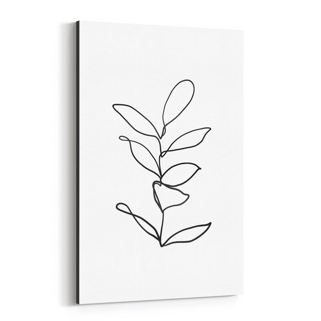 Noir Gallery Minimal Botanical Line Drawing Canvas Wall Art Print ...