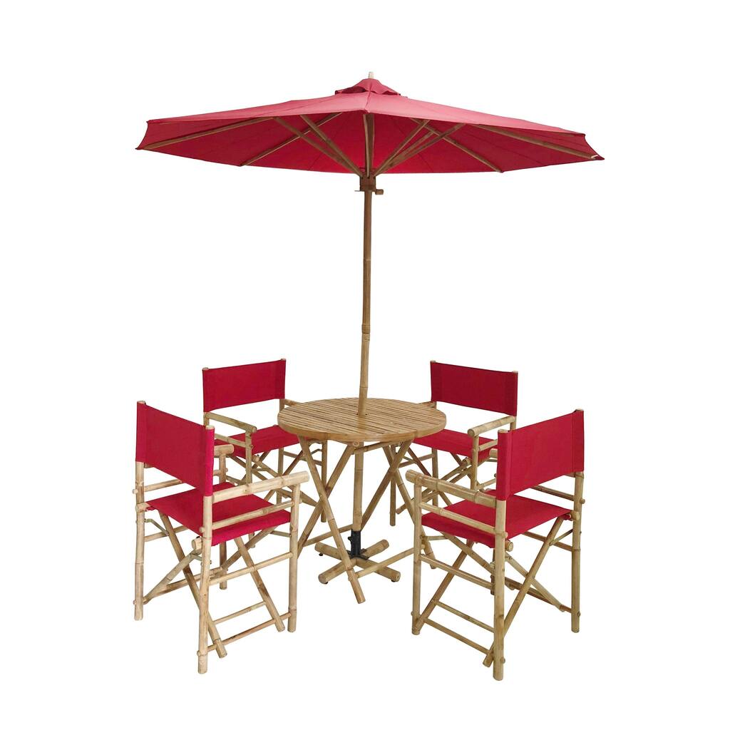 Salute 6-piece Bamboo Patio Set with Round Table and Umbrella by ...