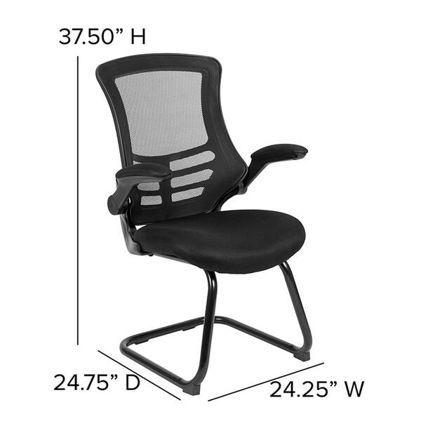 Offex Mesh Sled Base Side Reception Chair with Flip-Up Arms - Black ...