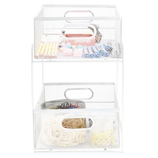 Mind Reader 2 Tier Metal Storage Baskets Organizer, White - Bed Bath ...