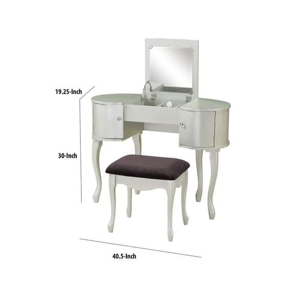 Wooden Vanity Set with Flip Top Mirror, Silver and Brown - Bed Bath ...