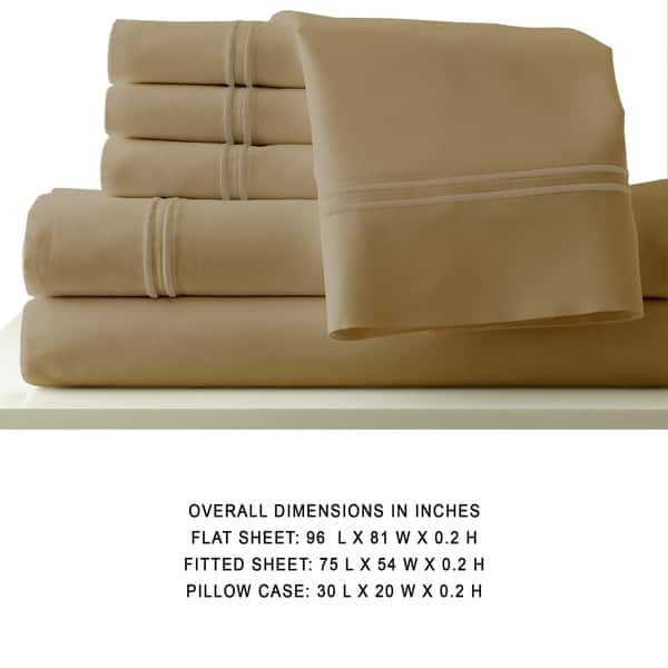 Milan 6 Piece Full Size Sheet Set with Double Marrow Hem The Urban Port ...