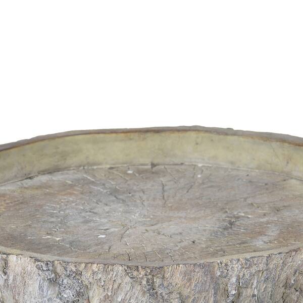 Distressed Round Shape Cemented Log Plate, Gray - Bed Bath & Beyond ...