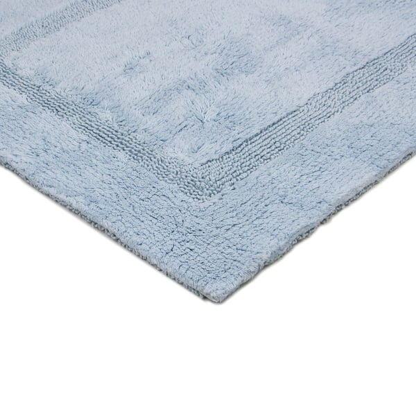 Egyptian Cotton Inset Border Bath Rug - Aqua - Bed Bath & Beyond - 29594425