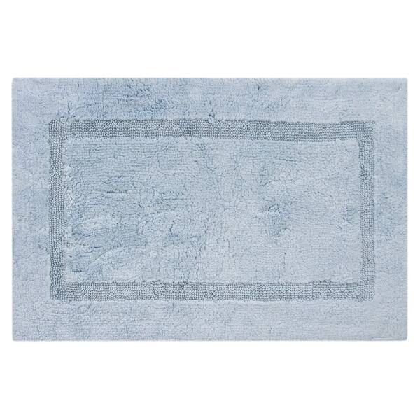 Egyptian Cotton Inset Border Bath Rug - Aqua - Bed Bath & Beyond - 29594425