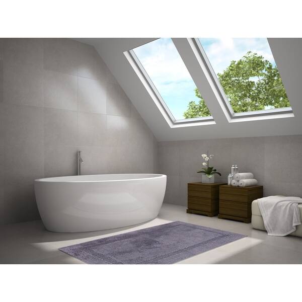 Egyptian Cotton Inset Border Bath Rug - Charcoal - Bed Bath & Beyond ...