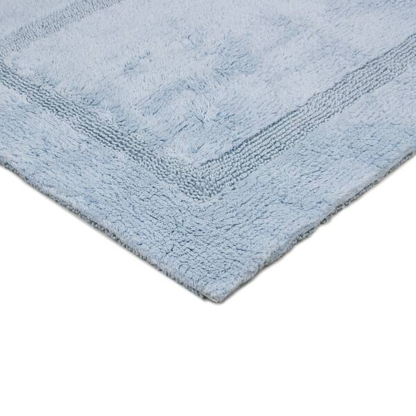 Egyptian Cotton Inset Border Bath Rug - Aqua - Bed Bath & Beyond - 29594525