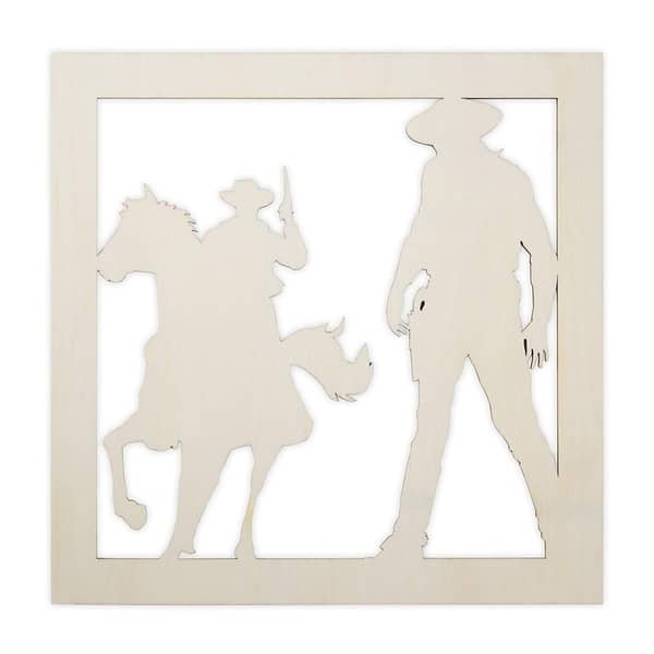 2-Piece Unfinished Wooden Cowboy Cutout, Western Wall Art Decor for DIY ...