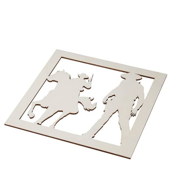 2-Piece Unfinished Wooden Cowboy Cutout, Western Wall Art Decor for DIY ...