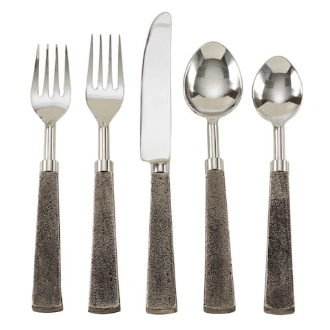 5-Piece Flatware Set With Square Handle Design - Overstock - 29611067