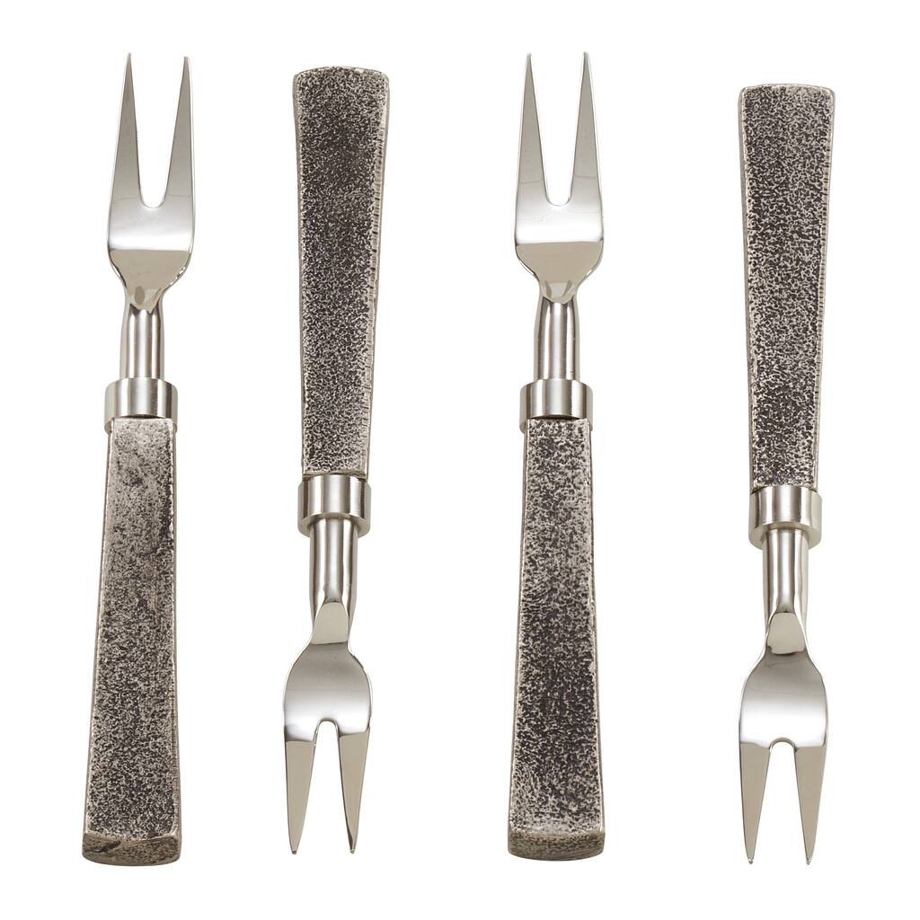 Square Handle Design 4-Piece Cocktail Fork Set - Overstock - 29611072