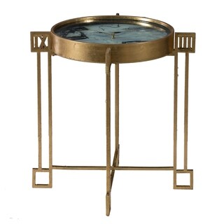 Weathered Gold Roman Numberal Clock Face Side Table - Bed Bath & Beyond ...