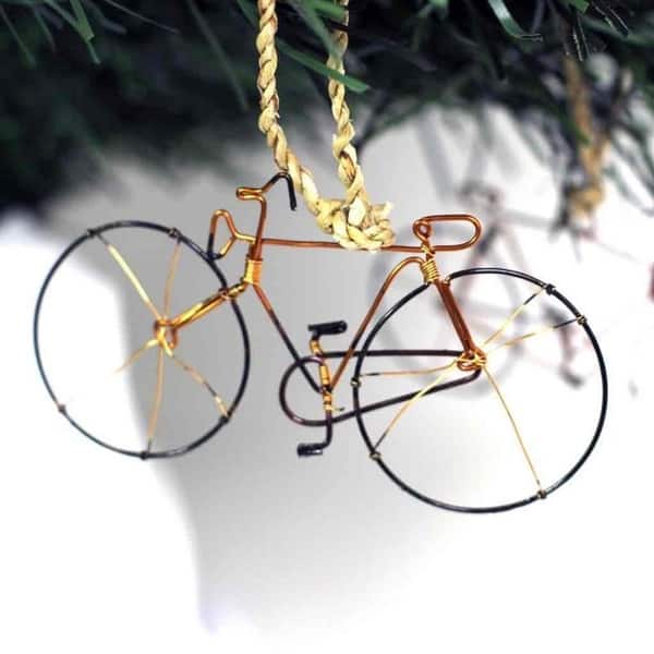 Recycled Handmade Petite Bicycle Tree Ornament, Set of 2 - Bed Bath ...