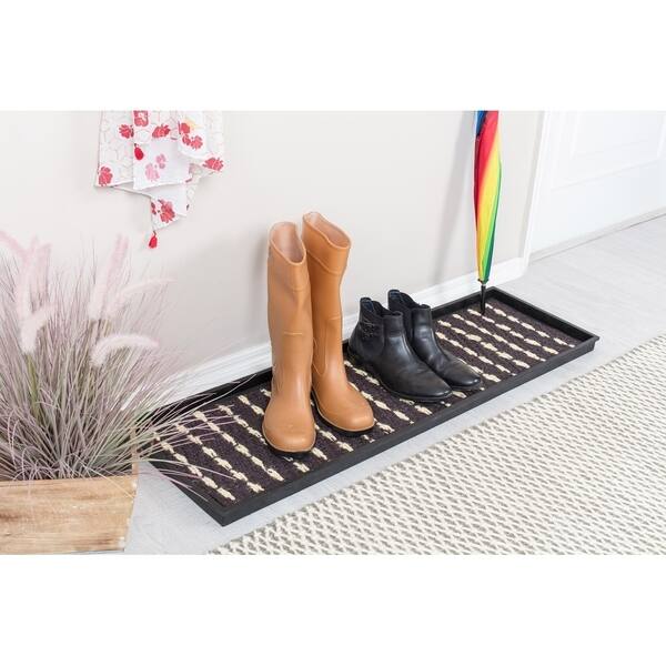 Natural and Recycled Rubber Boot Tray with Gray and Ivory Coir Insert ...