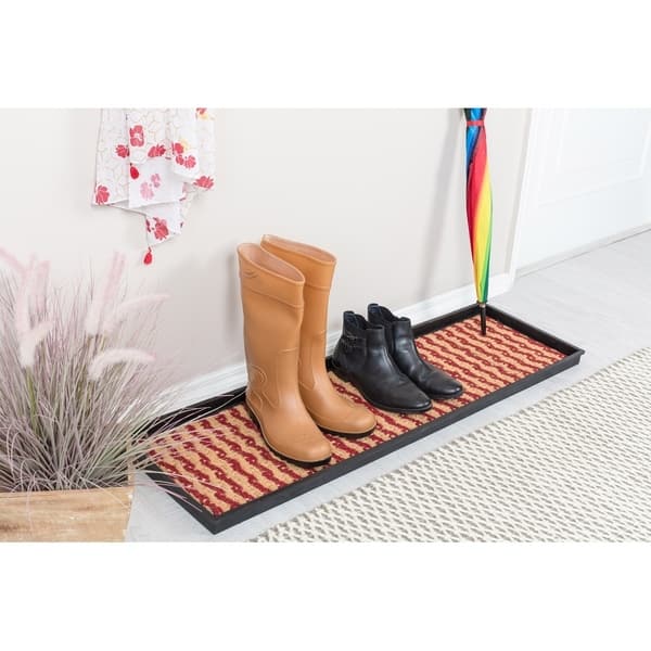 Natural and Recycled Rubber Boot Tray with Tan and Red Coir Insert ...
