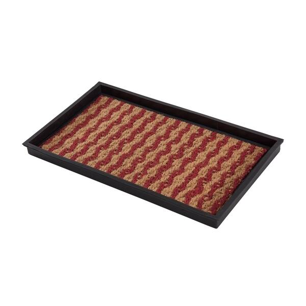 Natural and Recycled Rubber Boot Tray with Tan and Red Coir Insert - On ...