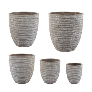 A&B Home Beige Round Pot with Net Finish (Set of 5) - Bed Bath & Beyond ...