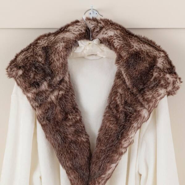 Vellux Faux Fur Trim White Robe & Slipper Set - Bed Bath & Beyond ...