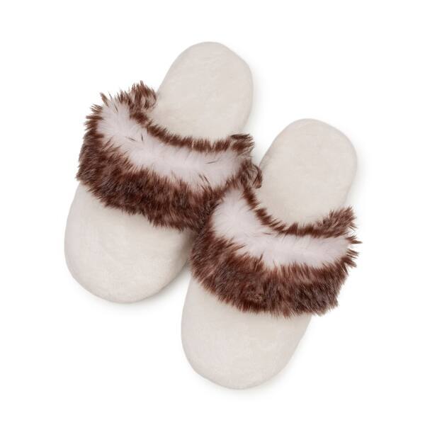 Vellux Faux Fur Trim White Robe & Slipper Set - Bed Bath & Beyond ...