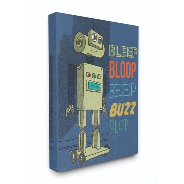 Stupell Beep Bloop Cartoon Robot Kids Nursery Design Canvas Wall Art ...