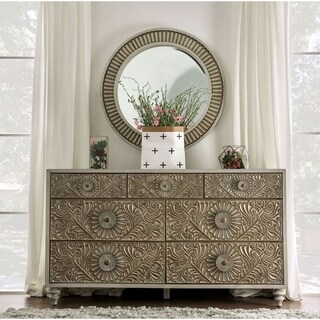 Daff Traditional White Wood 2-piece 7-Drawer Dresser and Mirror Set by ...