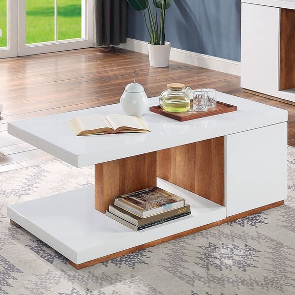 Harima Modern White 47-inch Wood 1-Shelf 2-Piece Accent Table Set by ...