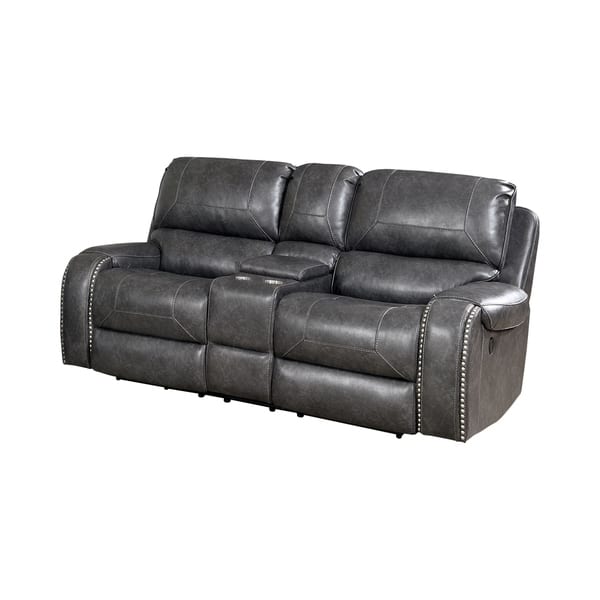 Breg Transitional Faux Leather Nailhead 2-Piece Reclining Sofa Set by ...