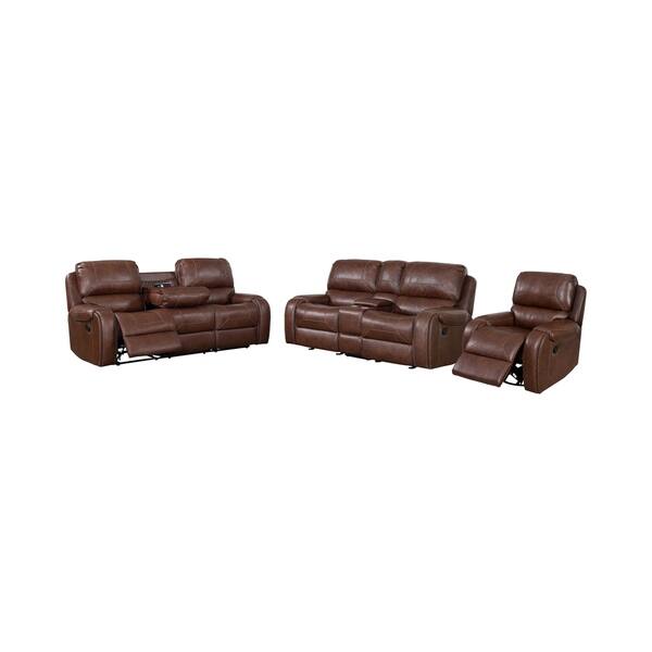 Breg Transitional Faux Leather Upholstered 3-Piece Sofa Set by ...